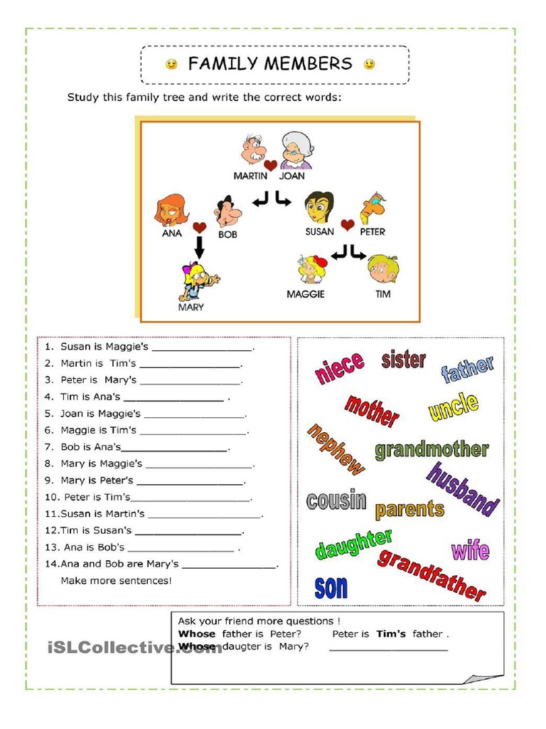 Family Members. Worksheet | PDF