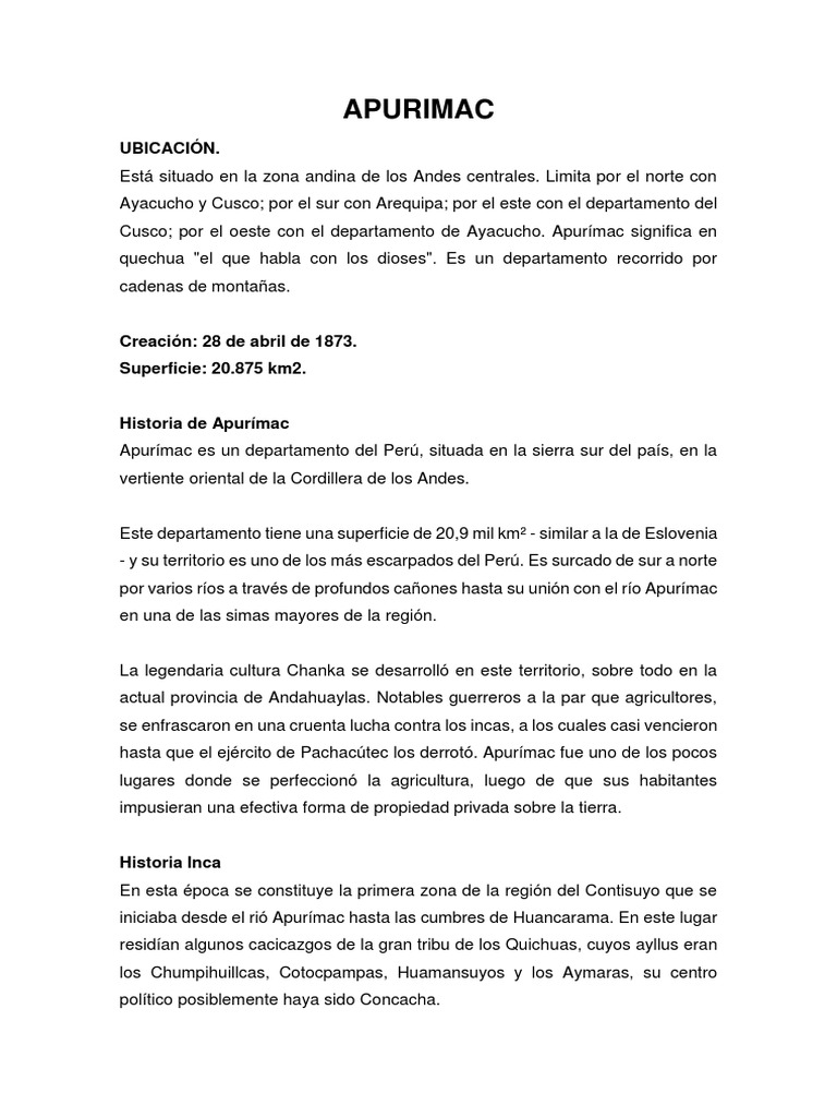 Apurimac Costumbres, Culturas | PDF | Cocina | Alimentos