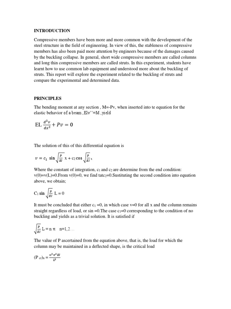 Strut Buckling | PDF | Buckling | Experiment