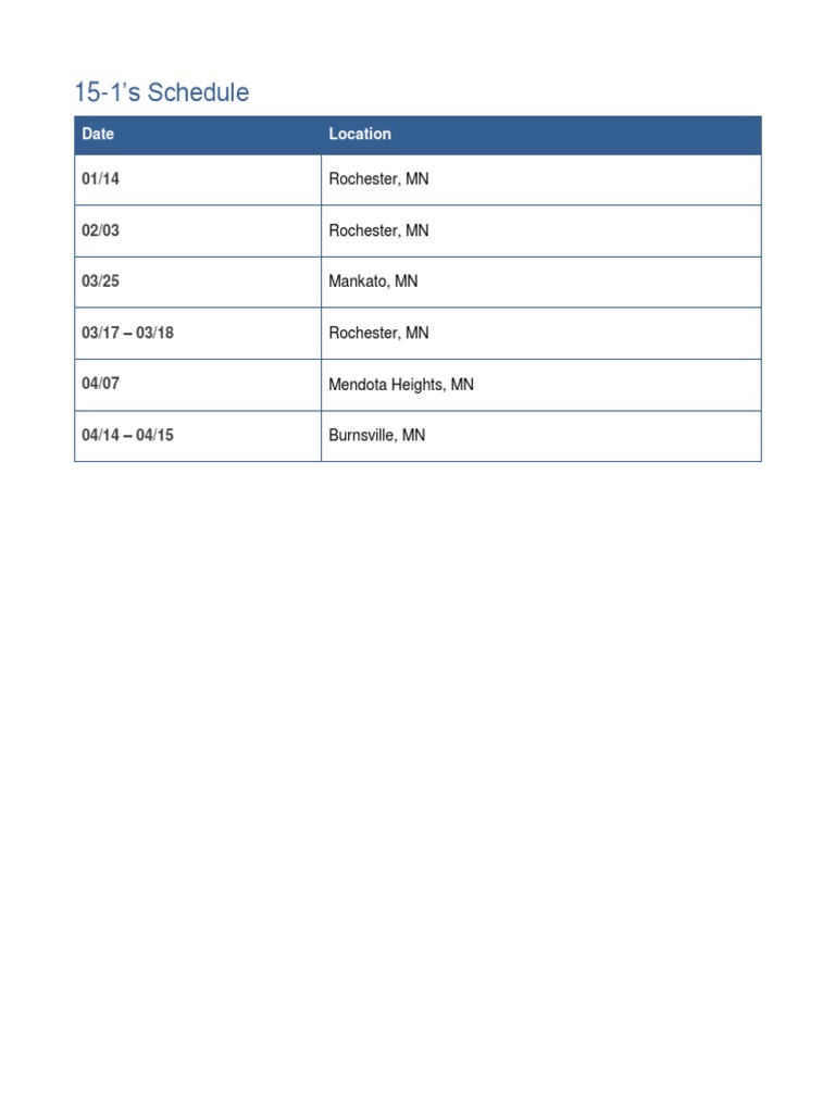 15s Schedule | PDF