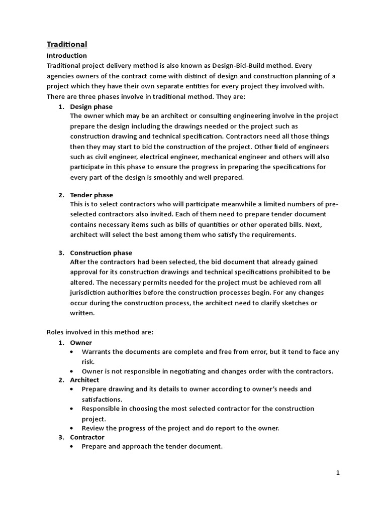 Traditional Project Delivery Methods Explained | PDF | Construction ...