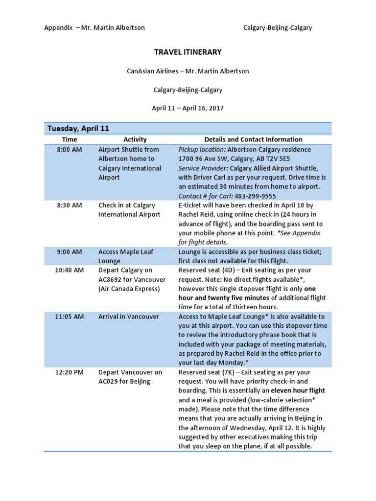 travel itinerary and appendix - rachel reid | Airport | Business Class