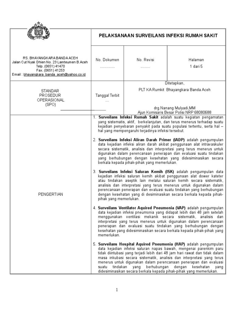 Contoh Spo Pelaksanaan Surveilans | PDF