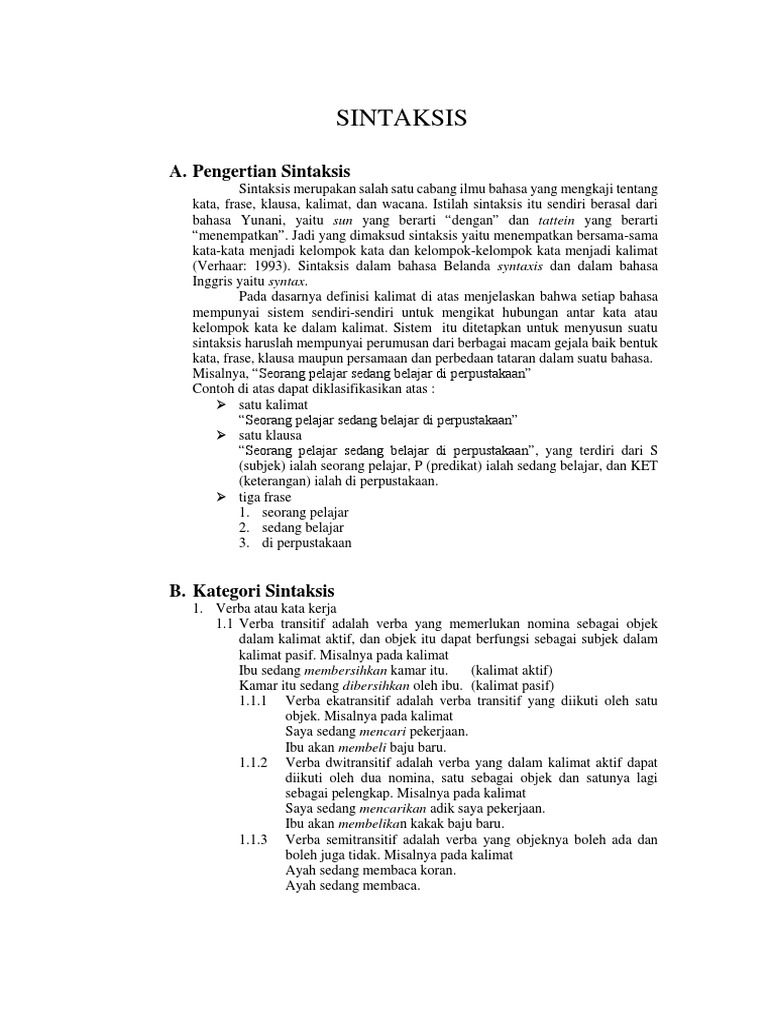 SINTAKSIS | PDF | Kajian Bahasa Asing