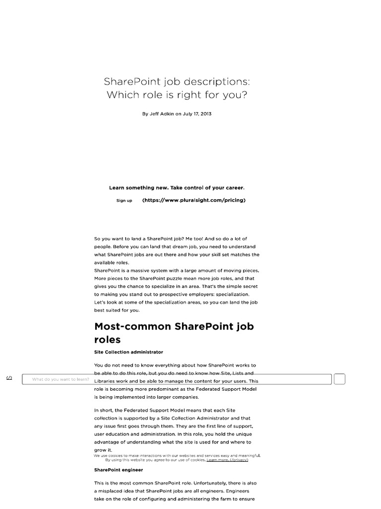 Most-Common SharePoint Job Roles | PDF