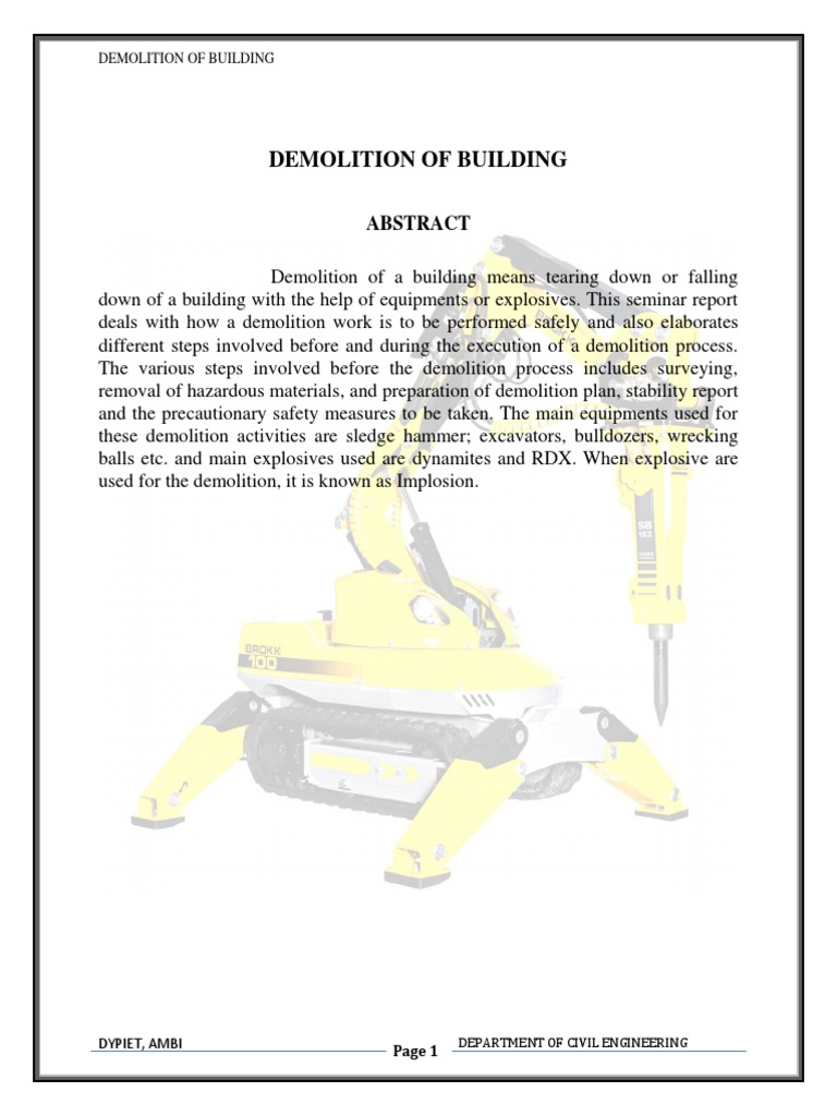 Demolition of Building | PDF | Demolition | Building Engineering