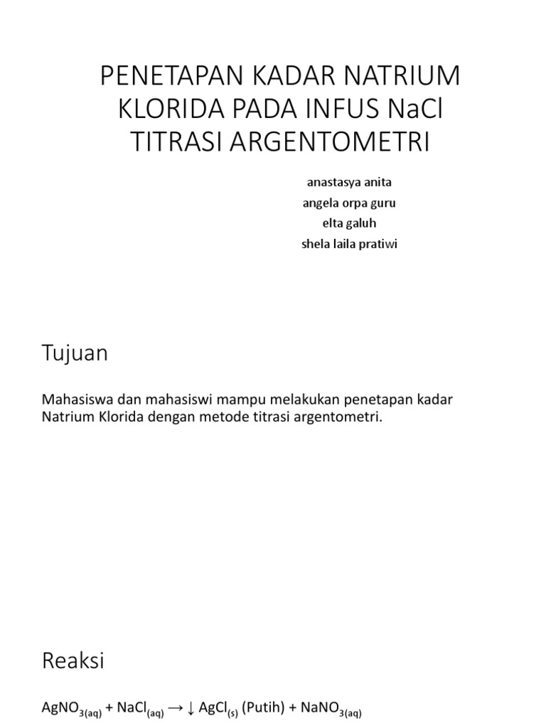 Penetapan Kadar Natrium Klorida Pada Infus Nacl | PDF