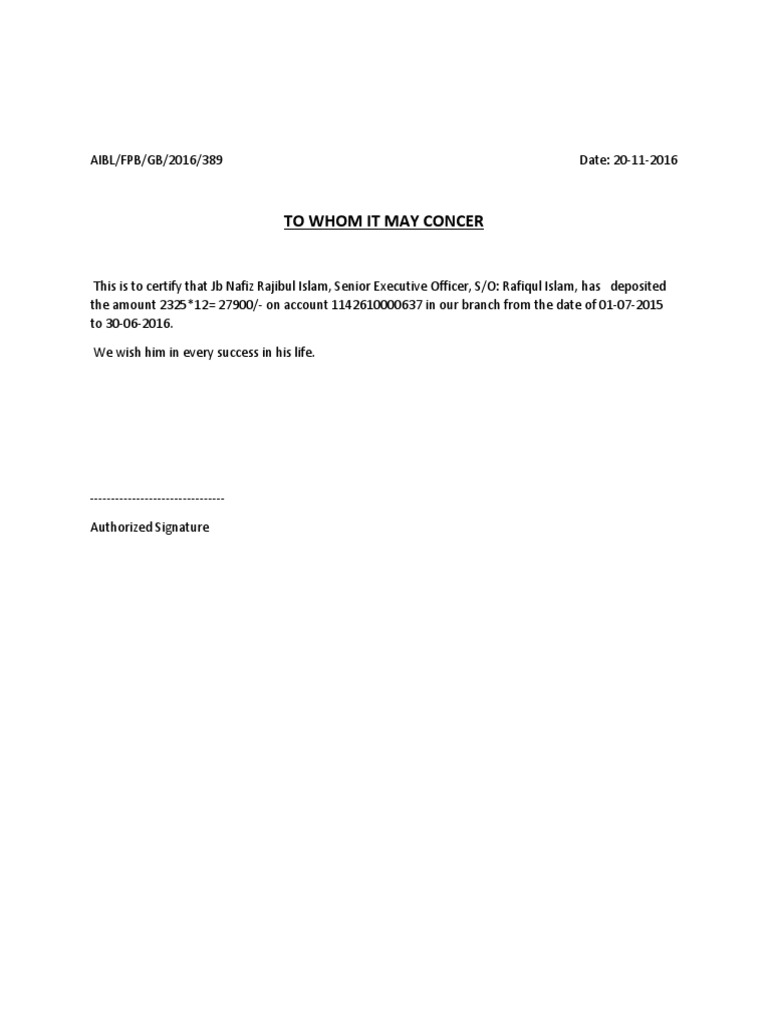 Deposit Certification for Jb Nafiz | PDF | Finance & Money Management | Law