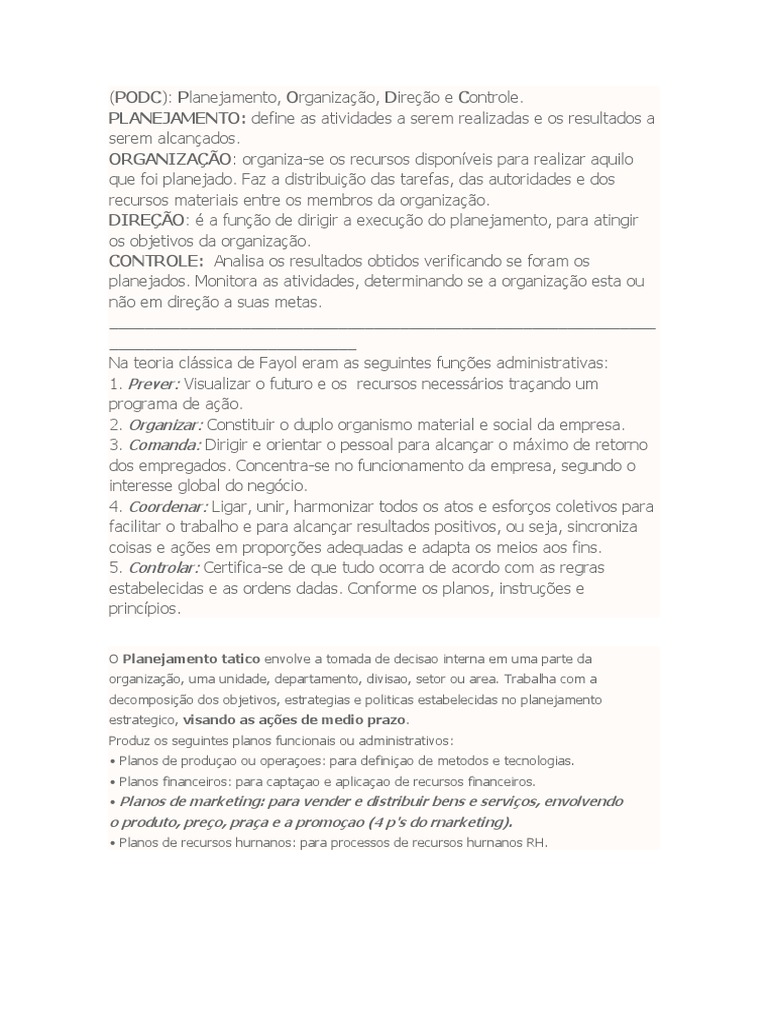 PODC | PDF | Planejamento | Marketing