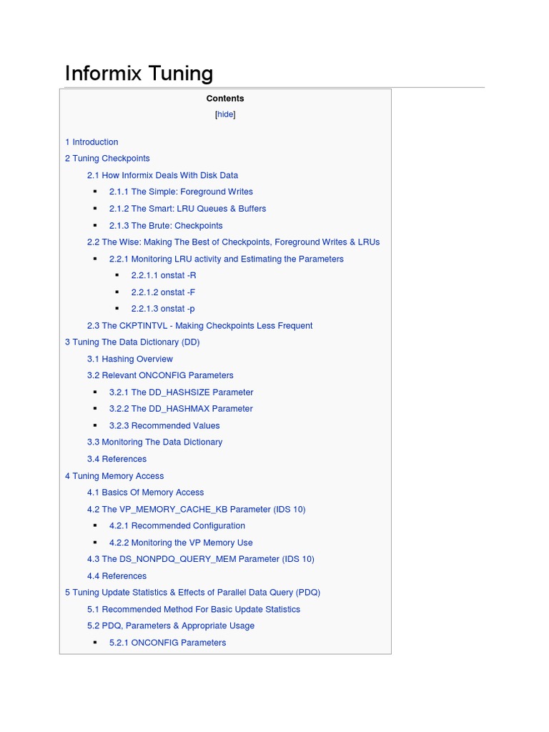 Informix Tuning | Download Free PDF | Databases | Database Index