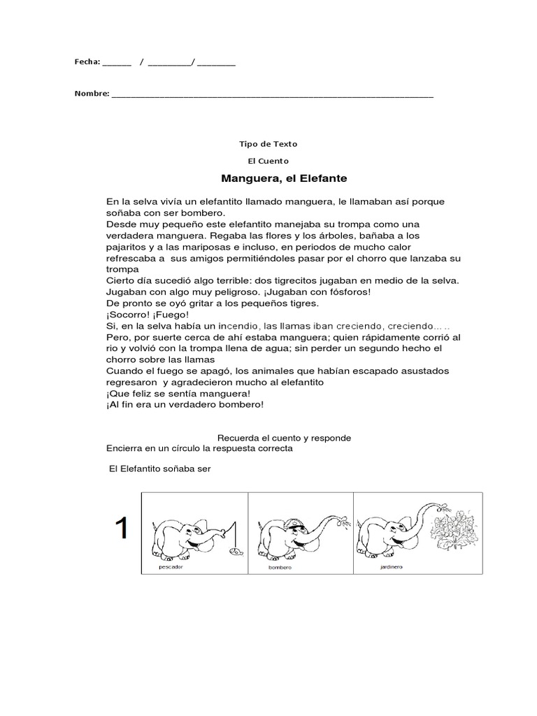 Comprension Lectora Elefante | PDF