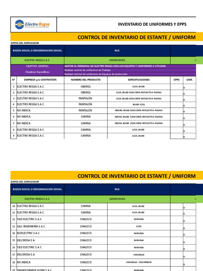 Inventario de Epps - Uniforme | Pantalones | Ropa