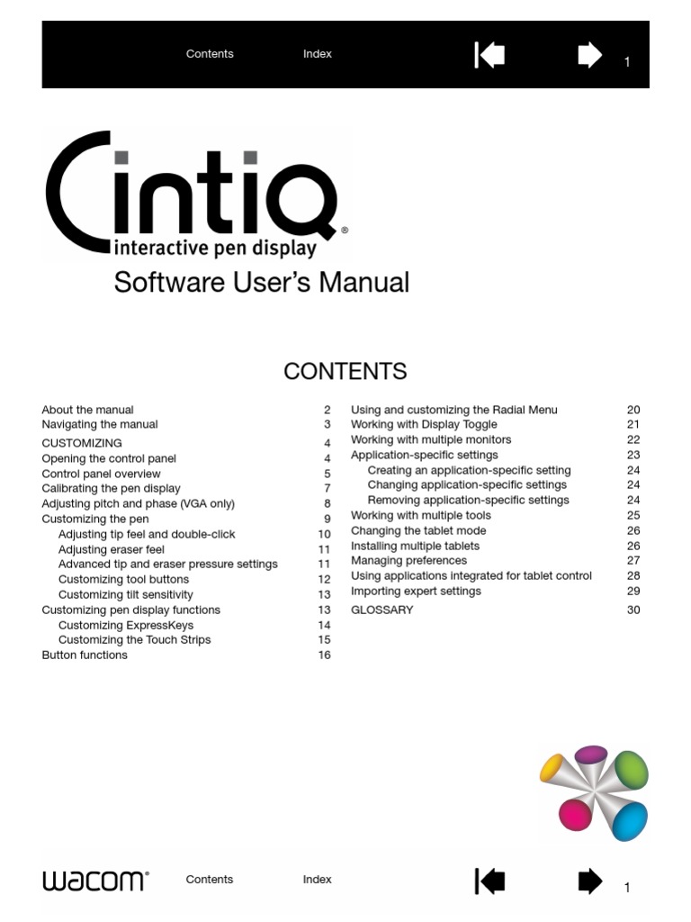 Cintiq Software Users Manual | PDF | Menu (Computing) | Tablet Computer