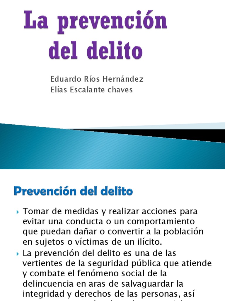 La Prevención Del Delito Pdf Policía Juventud
