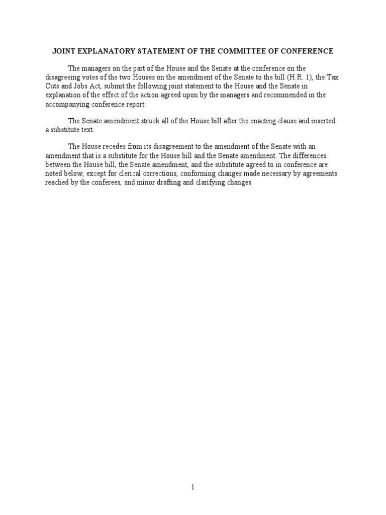 Joint Explanatory Statement | PDF | Personal Exemption (United States ...