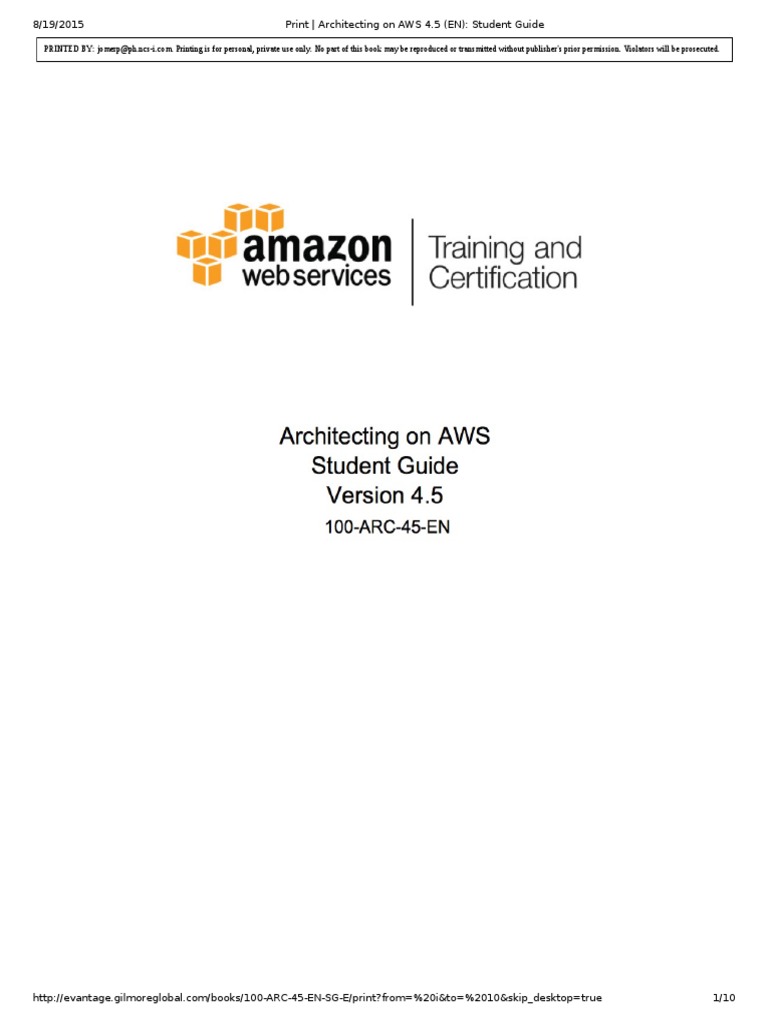 Print Architecting On AWS 41 | PDF