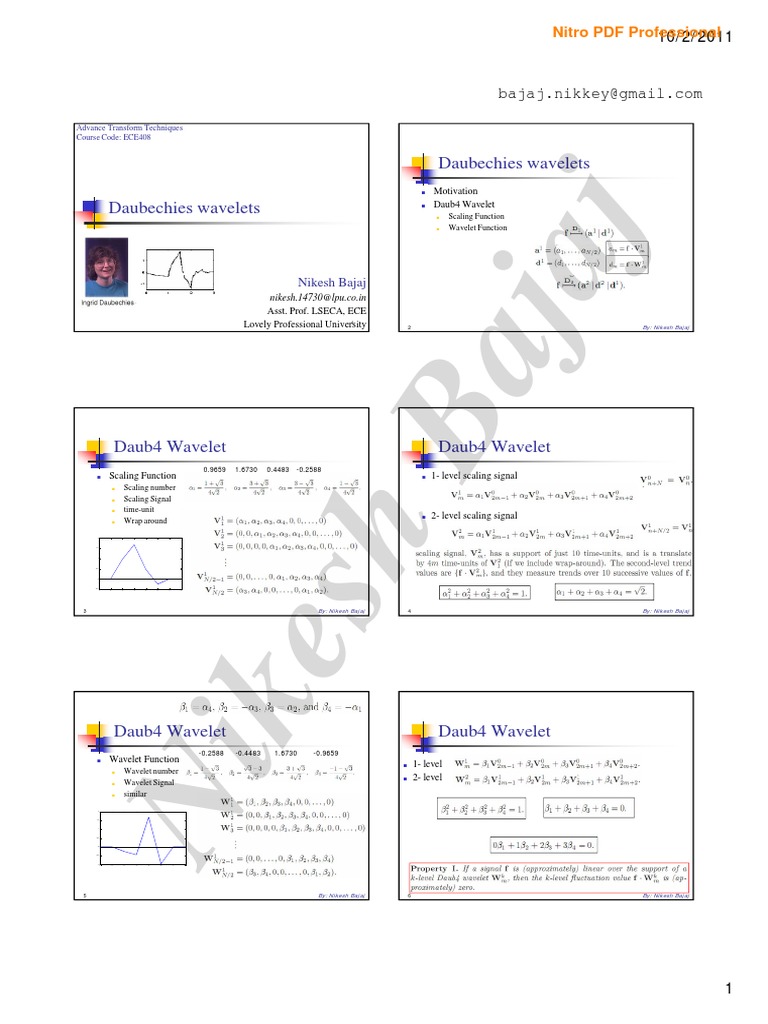 Lec - 10 Daubechies Wavelet v4.0 | PDF | Wavelet | Data Compression