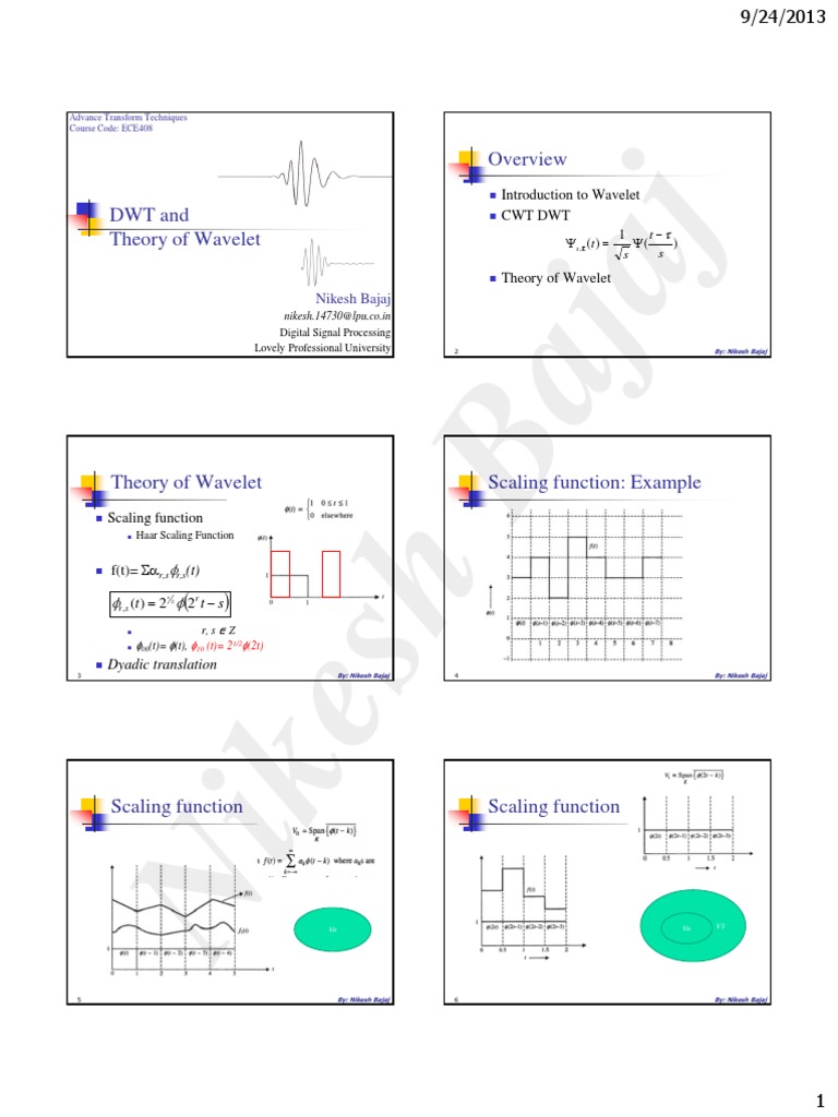 Lec - 8 Theory of Wavelets v4.0 | PDF | Wavelet | Harmonic Analysis