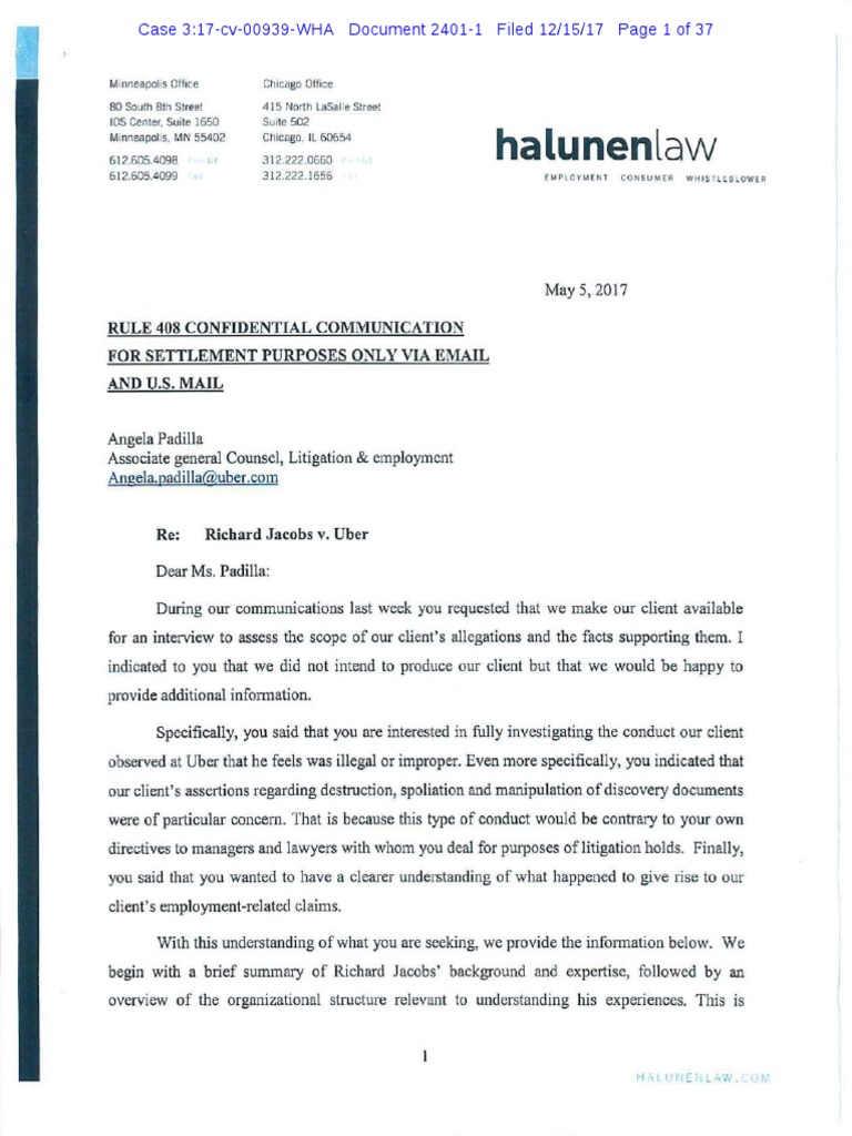 Jacobs Letter | PDF | Trade Secret | Racketeer Influenced And Corrupt ...