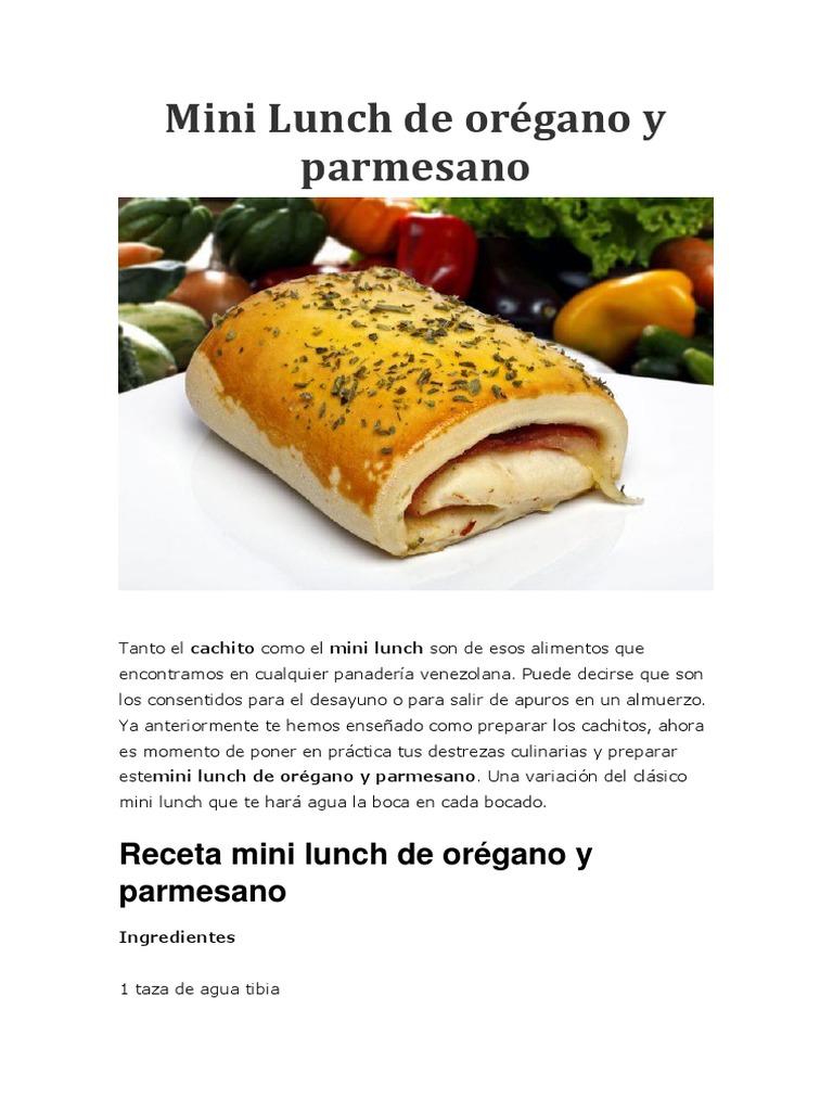 Mini Lunch de Orégano y Parmesano | PDF