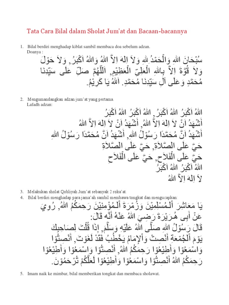 Tata Cara Bilal Dalam Sholat Jumat Dan B | PDF | Shalat | Perilaku dan ...