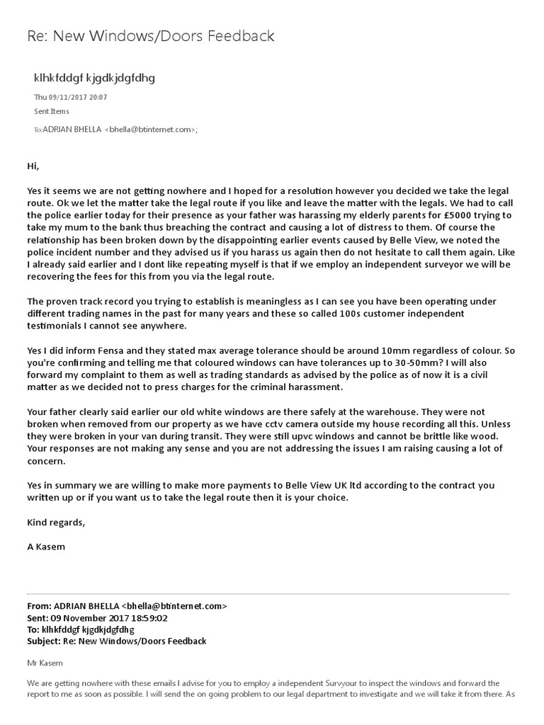Legal Dispute Over Window Installation | PDF | Business