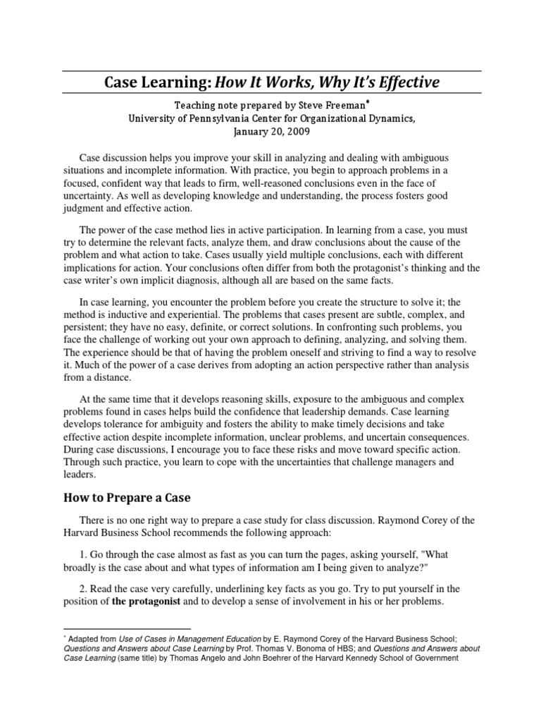 Case Learning - How It Works 2009 | PDF | Learning | Cognition