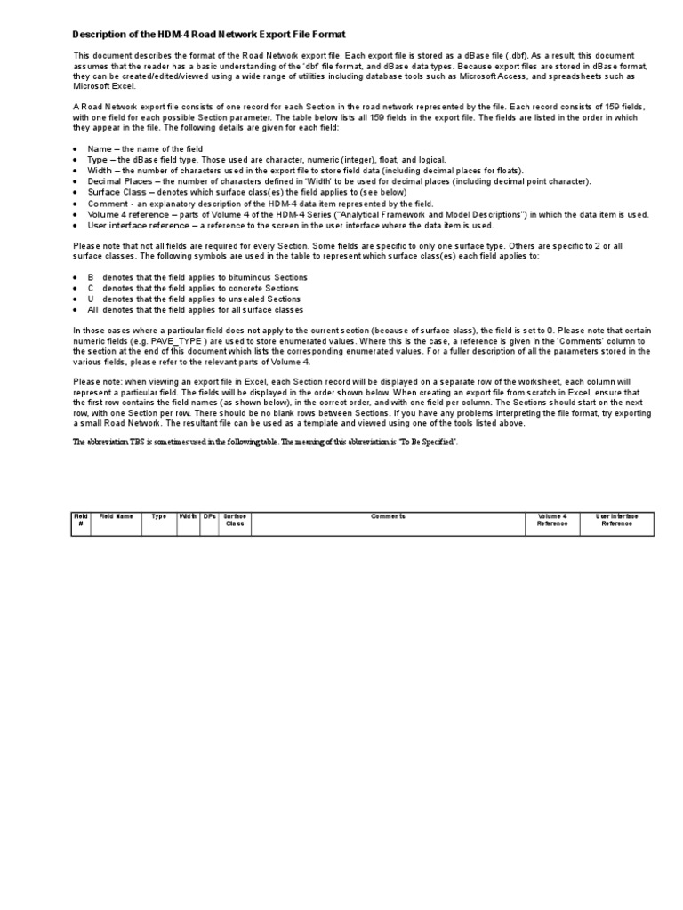 HDM4 Road Network Export Format | PDF | Road Surface | Transportation Engineering