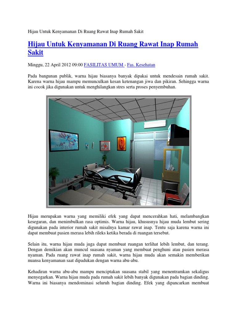 Warna Ruang Rawat Inap Rumah Sakit | PDF | Kesehatan Holistik