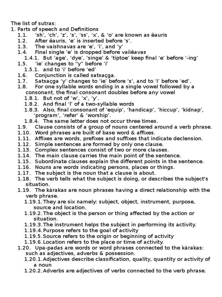 English Sutras: Definitions and Usage | PDF | Grammatical Number | Verb
