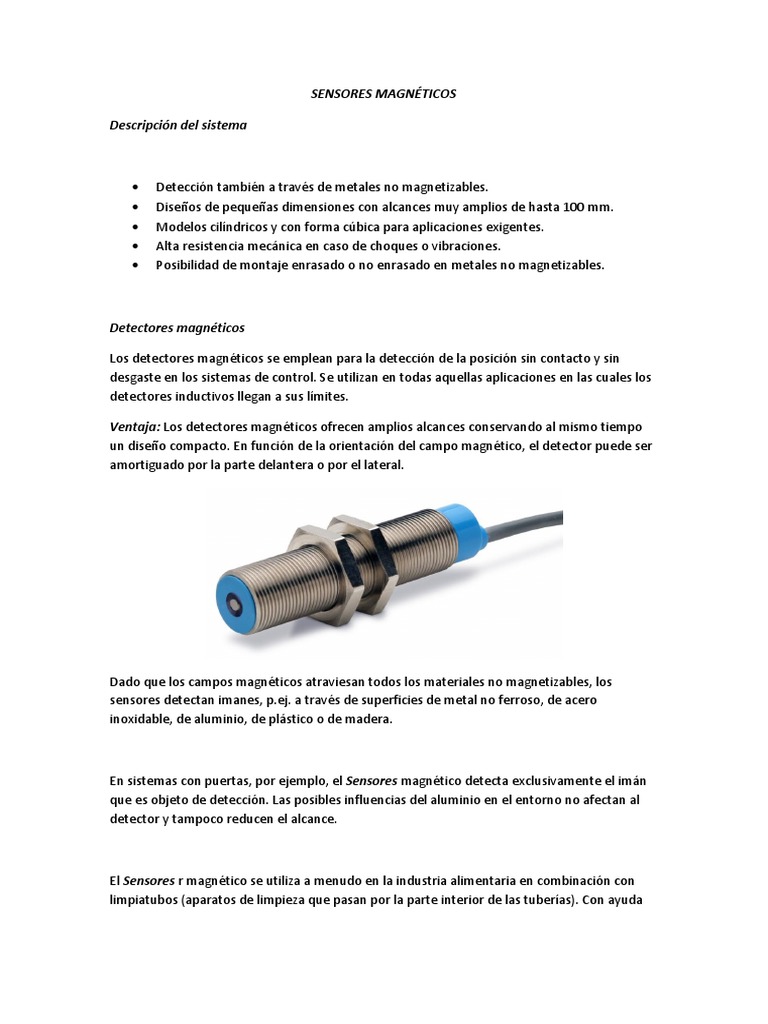 Funcionamiento y Aplicaciones de Sensores Magnéticos | PDF | Tecnología