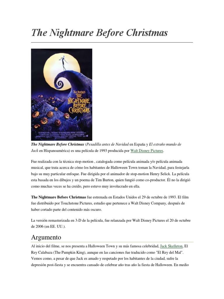 Resumen de "El extraño mundo de Jack" | PDF | Ocio