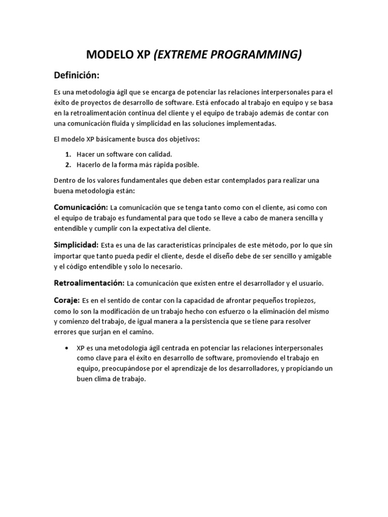 Modelo XP | PDF | Proceso de desarrollo de software | Software