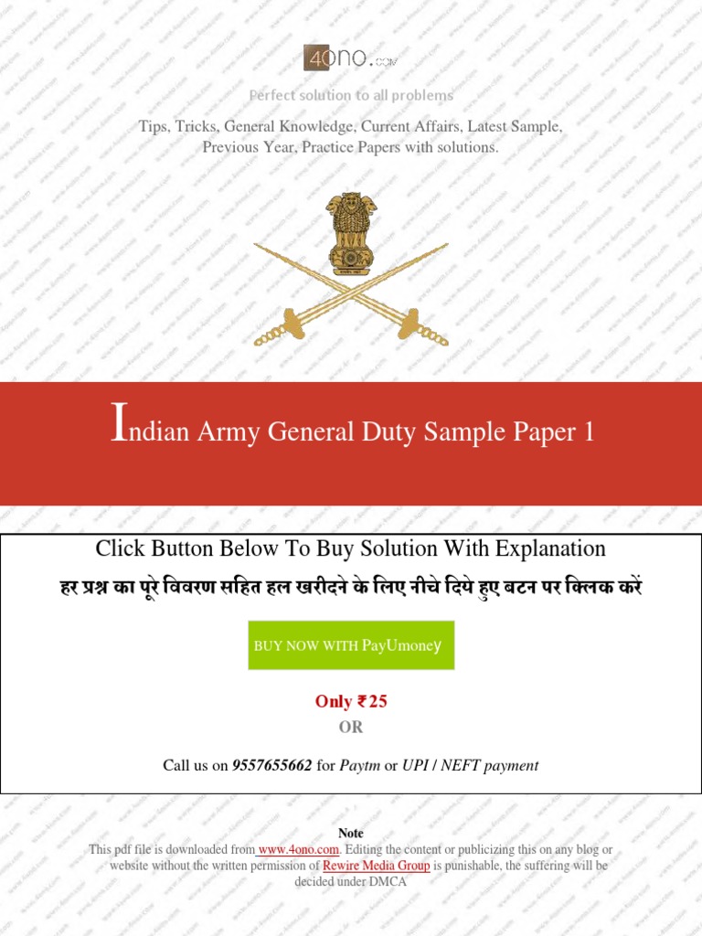 Indian Army GD Sample Paper PDF | PDF