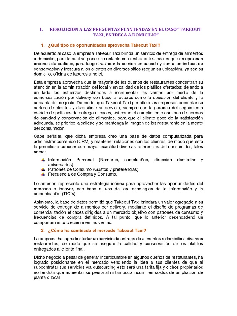 Oportunidades de Takeout Taxi en Delivery | PDF | Outsourcing | Alimentos