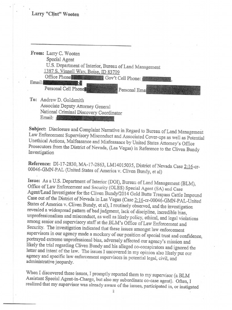 Whistleblower Larry Wooten Former Special Agent Bureau of Land ...
