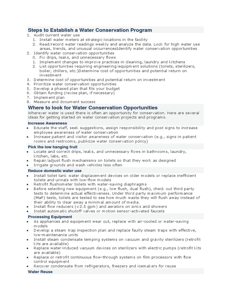 Steps To Establish A Water Conservation Program: Increase Awareness ...
