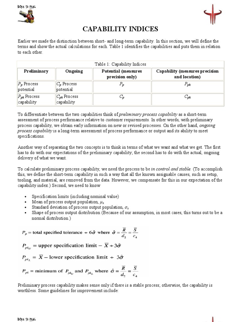 Capability Indices | PDF | Standard Deviation | Teaching Mathematics