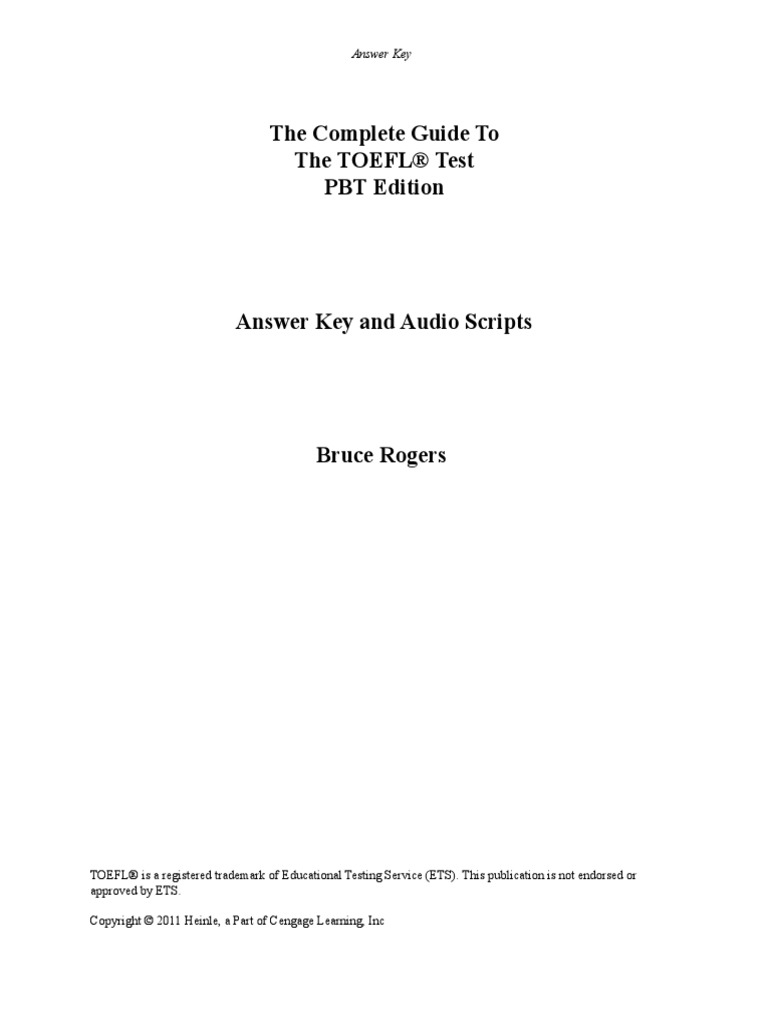 Answer Key and Tape Script For TOEFL | PDF | Plural | Verb