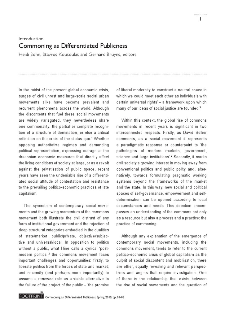 Commoning As Differentiated Publicness | PDF | Space | Ecology