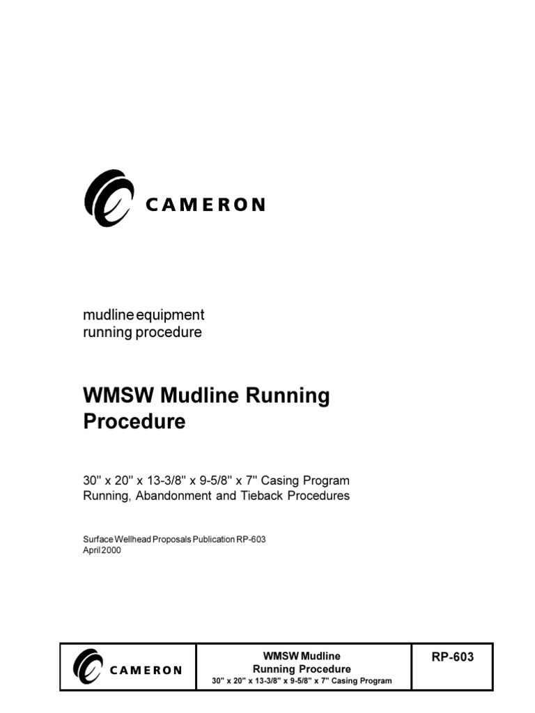 WSMW Mudline Running Procedure | PDF | Casing (Borehole) | Drilling Rig