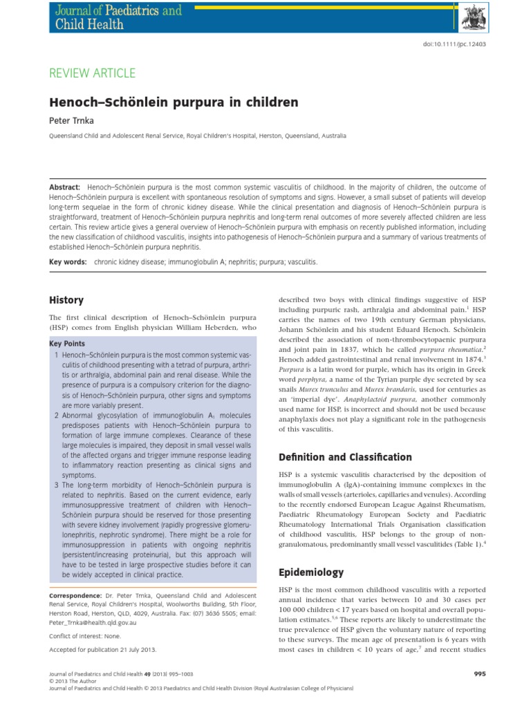HSP in Children PDF | PDF | Medical Specialties | Clinical Medicine