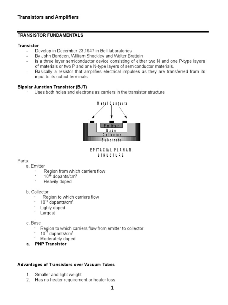 Transistor Fundamentals | PDF | Field Effect Transistor | Amplifier