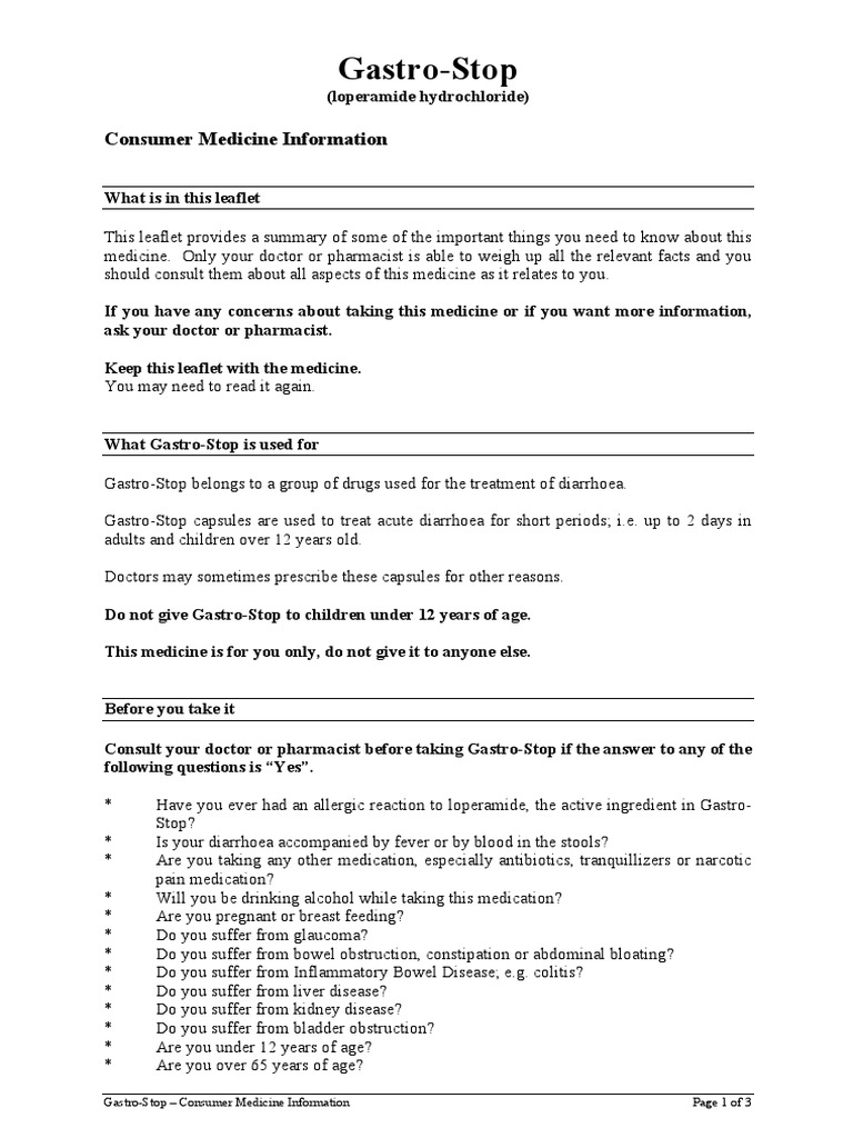 Gastro-Stop Usage and Dosage Guide | PDF | Diarrhea | Pharmaceutical Drug