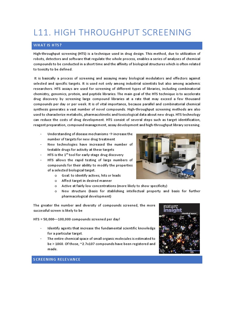 L11. High Throughput Screening: What Is HTS? | PDF | Docking (Molecular ...