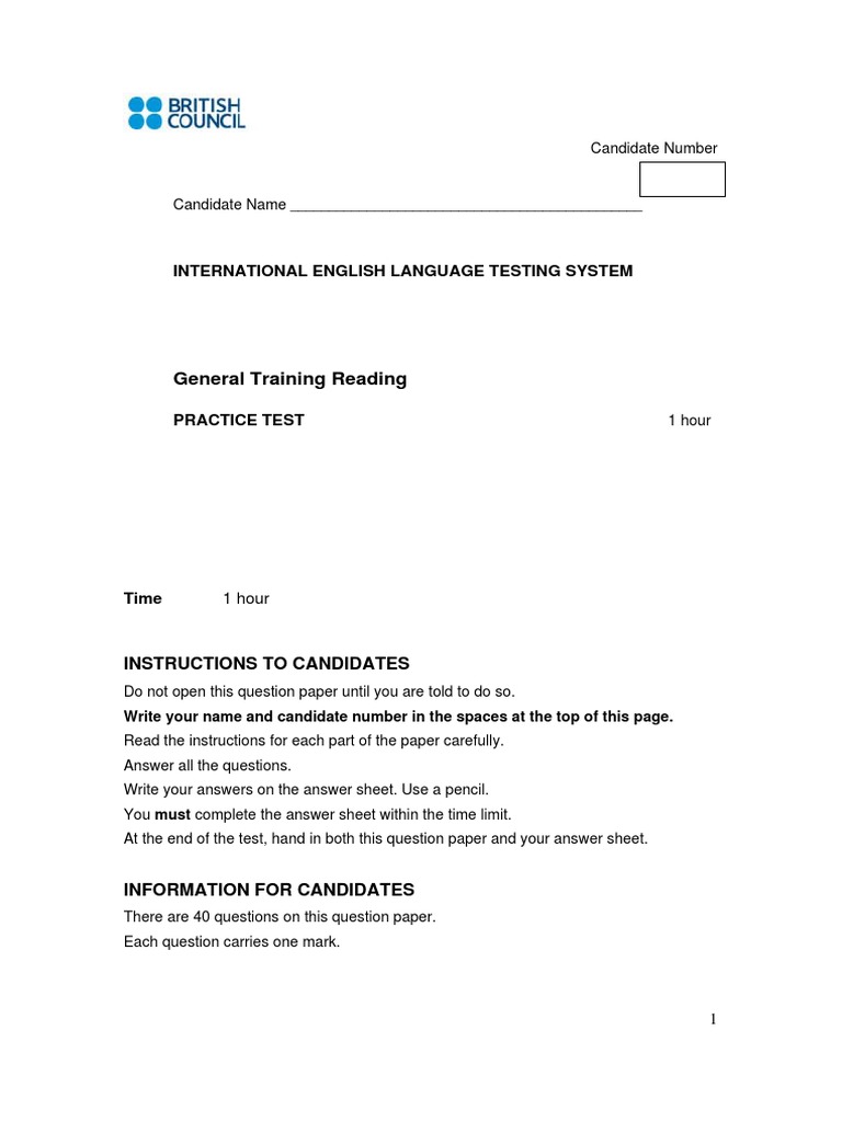 (HTTP WWW - Ieltstutor.me) Reading Sample Practice Test General ...
