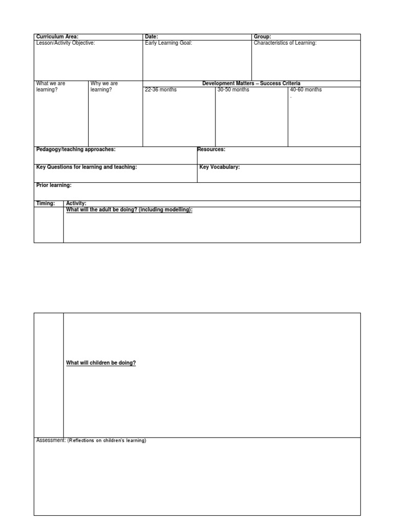 Blank Adult Led Planning Proforma | PDF
