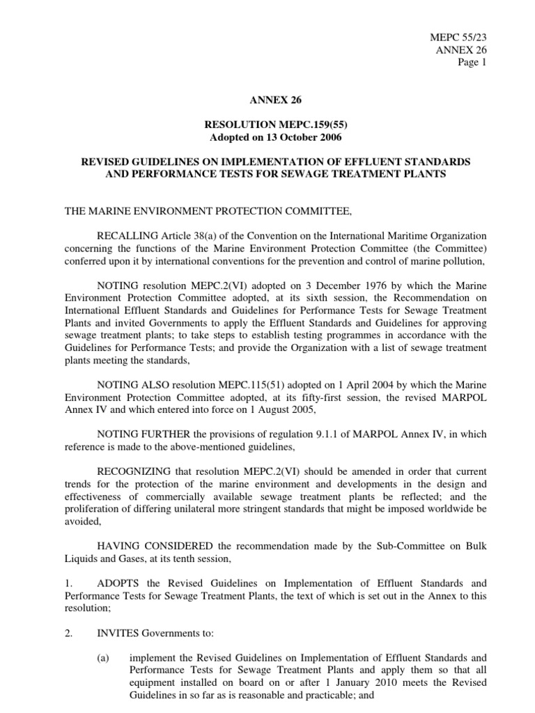 159 (55) - Effluent Standards For Sewage | PDF | Sewage Treatment ...