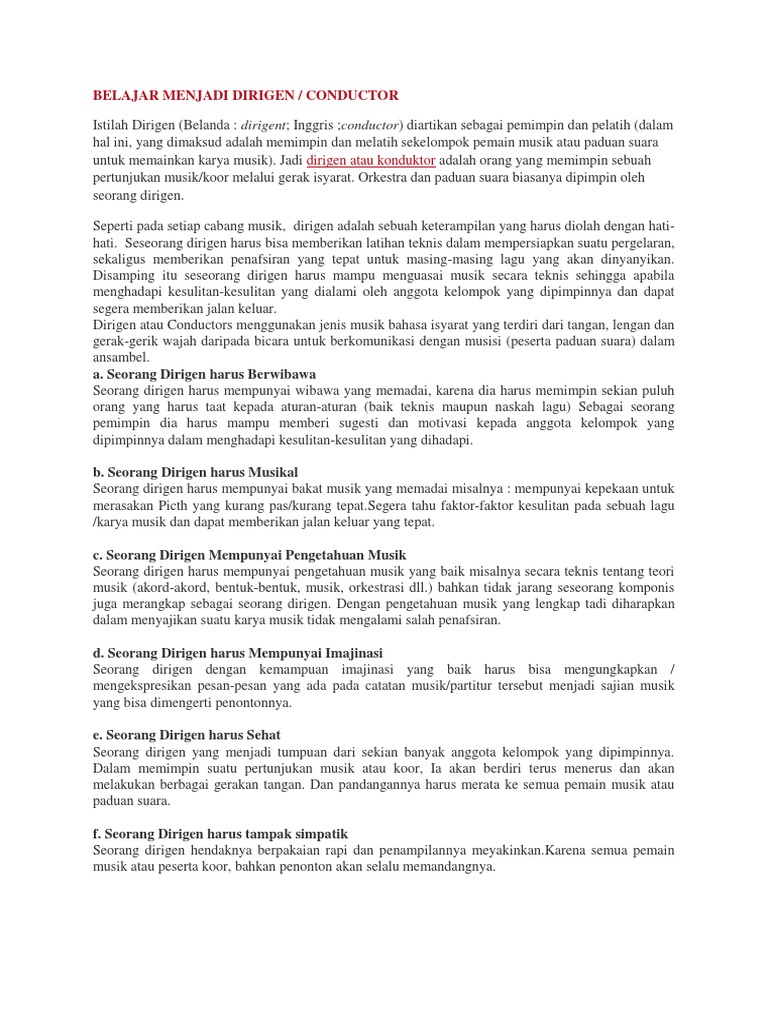 Belajar Menjadi Dirigen | PDF