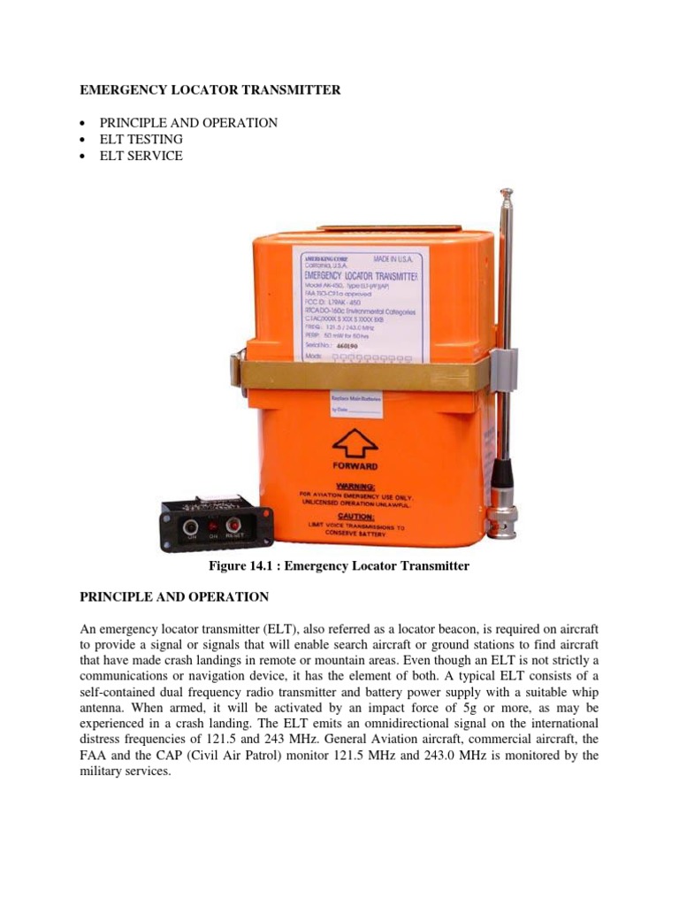Emergency Locator Transmitter | PDF | Radio | Telecommunications ...